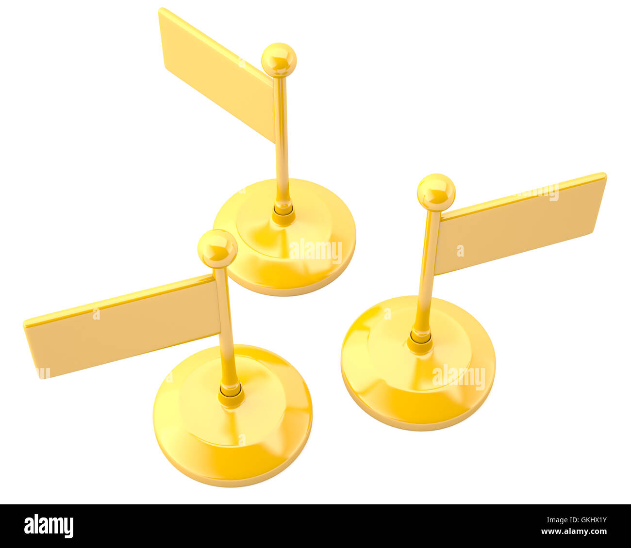 Three golden flags Stock Photo - Alamy