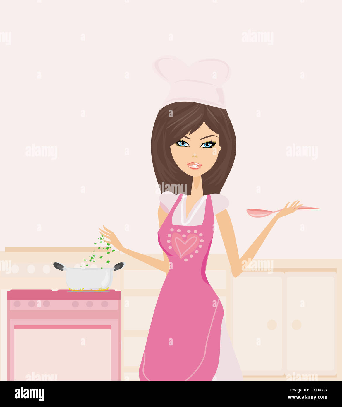 Beautiful lady cooking Stock Photo - Alamy