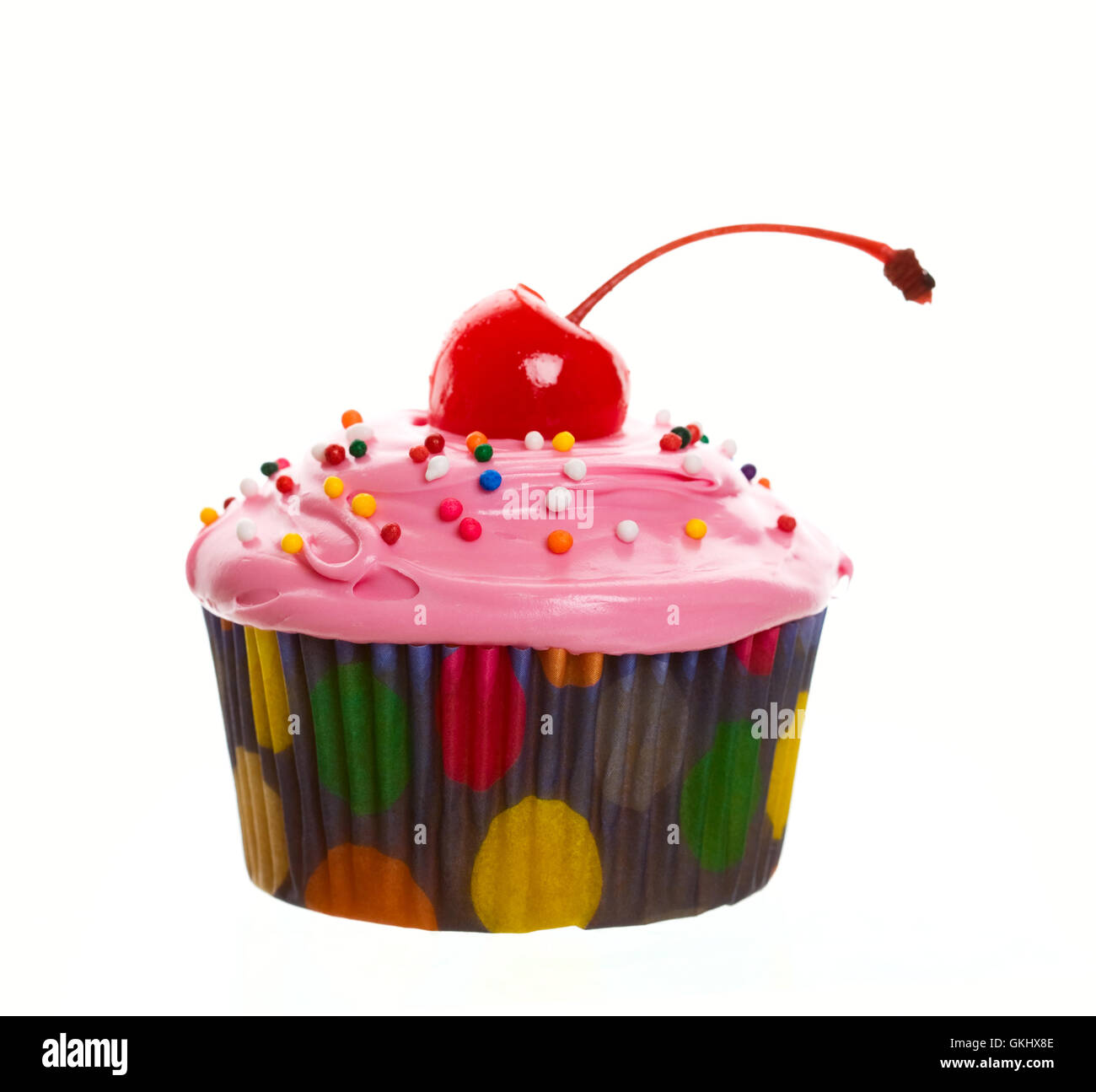 Pink Cherry Cupcake Stock Photo - Alamy