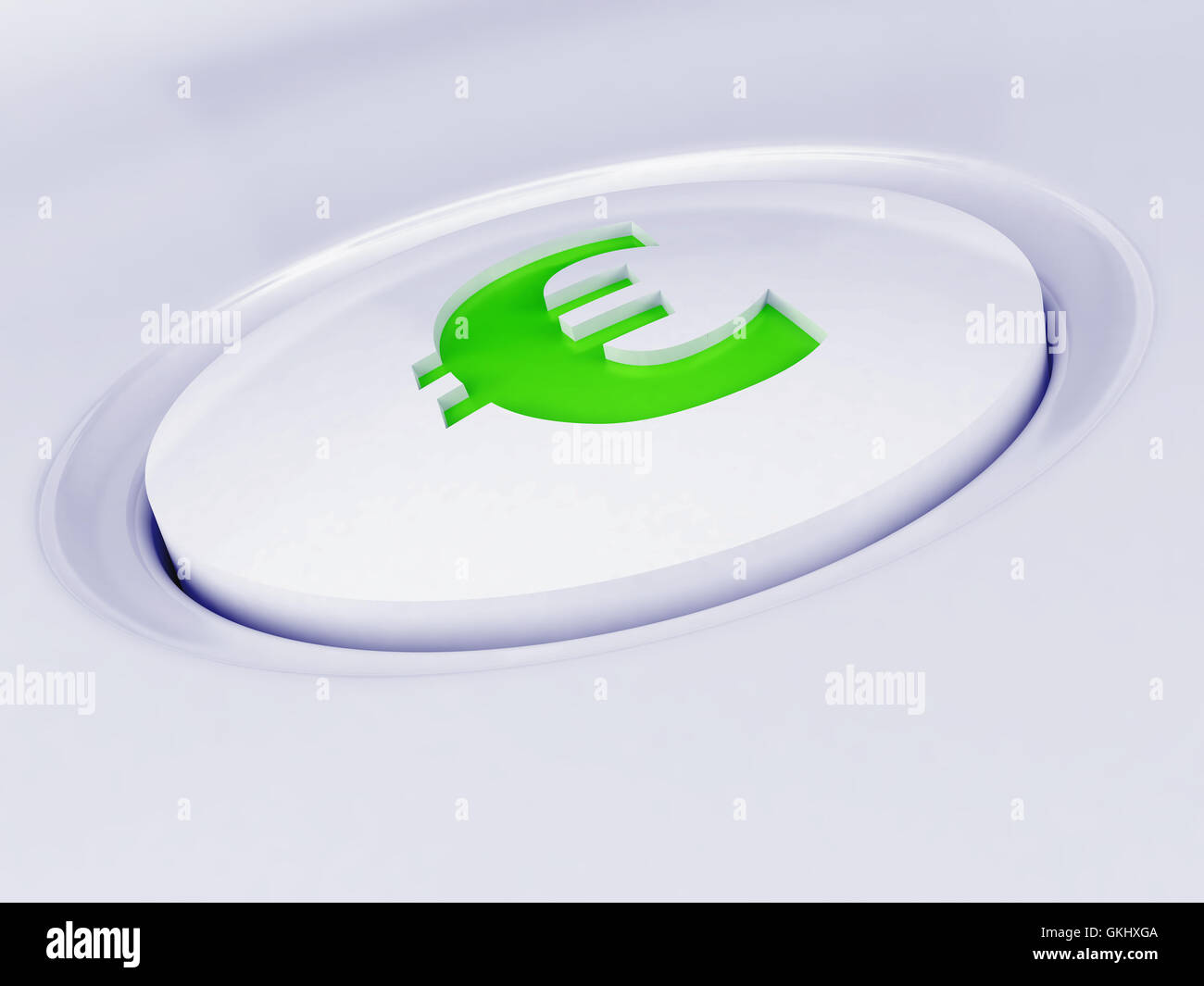 white plastic button with a green caution sign Stock Photo - Alamy