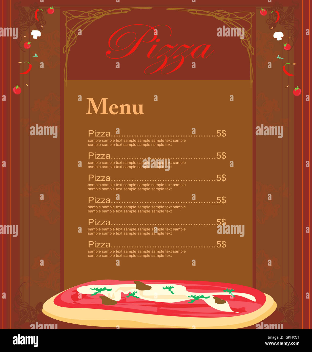 Pizza Menu Template Stock Photo - Alamy