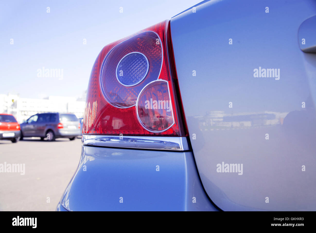 brake lights of modern blue metallic car Stock Photo - Alamy