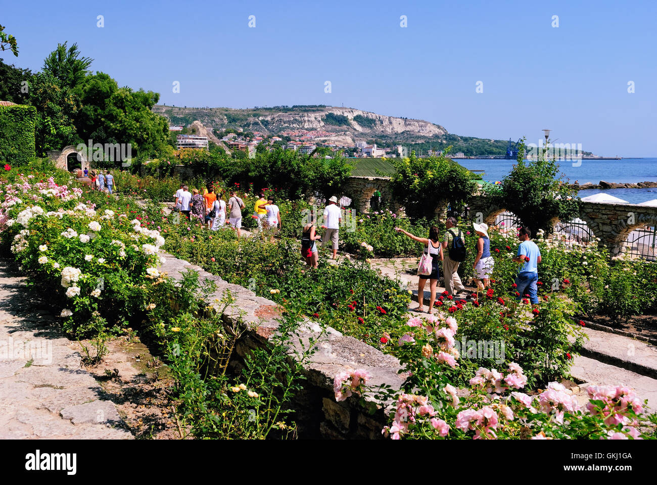Tourists on an Excursion in the Botanical Garden in Balchik, Bulgaria ...