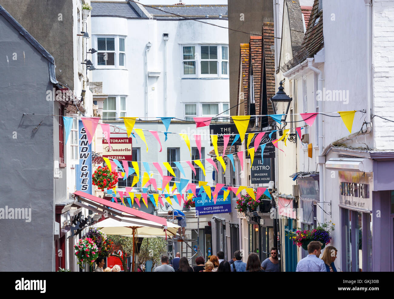 The Lanes, Brighton, East Sussex, UK with shop, restaurant and cafe ...