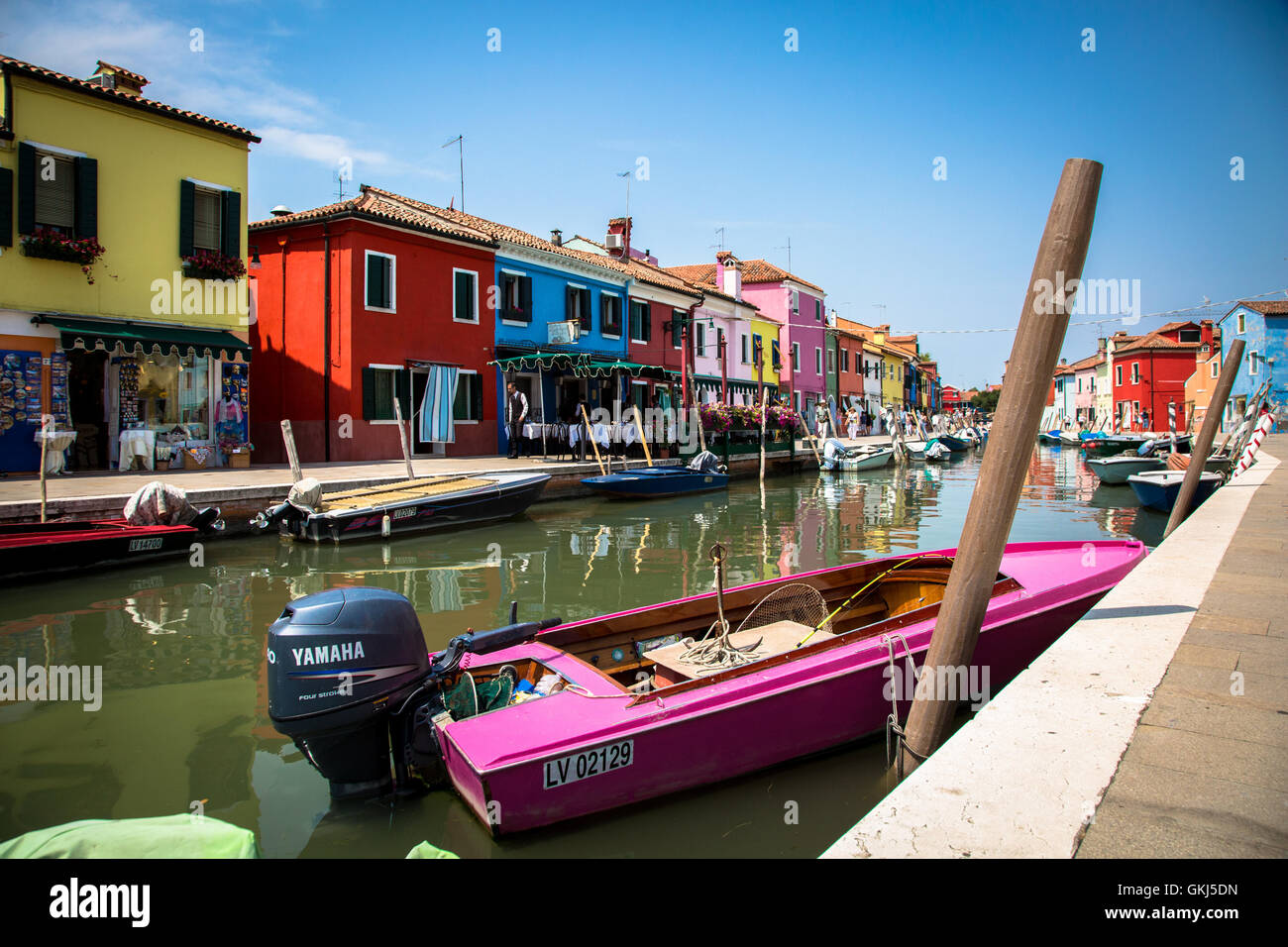 The colourful houses on the Island of Burano in Venice Italy Stock ...