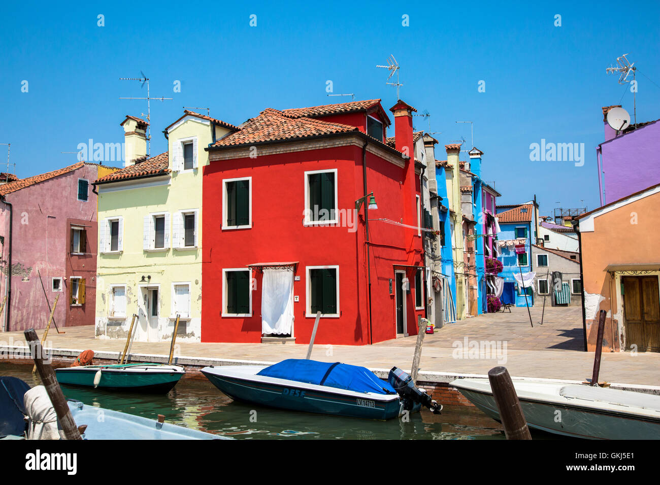 The colourful houses on the Island of Burano in Venice Italy Stock ...