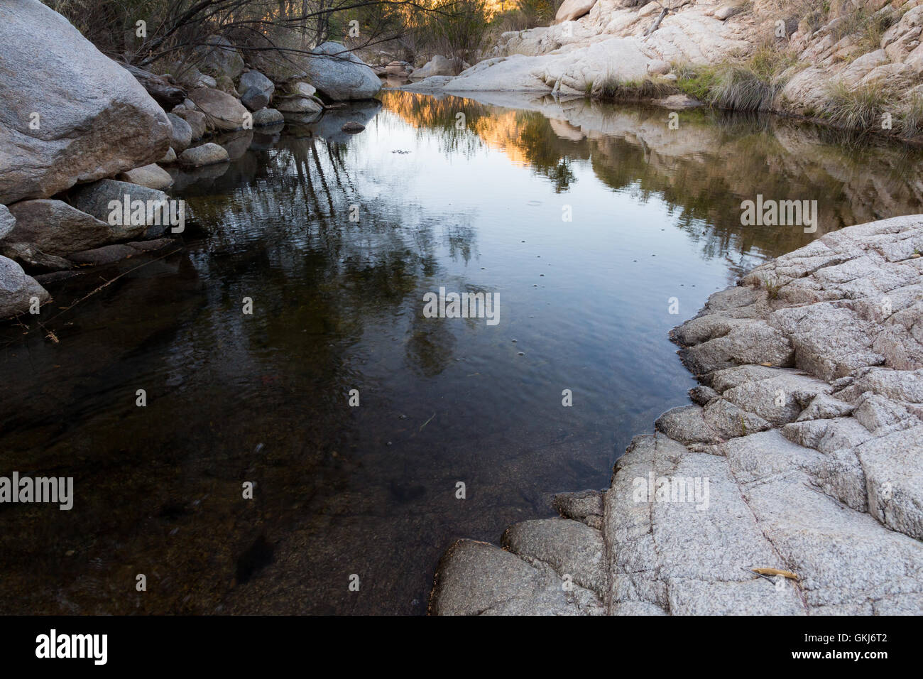 A pool along a seasonal creek in the East Fork of Sabino Canyon in the ...