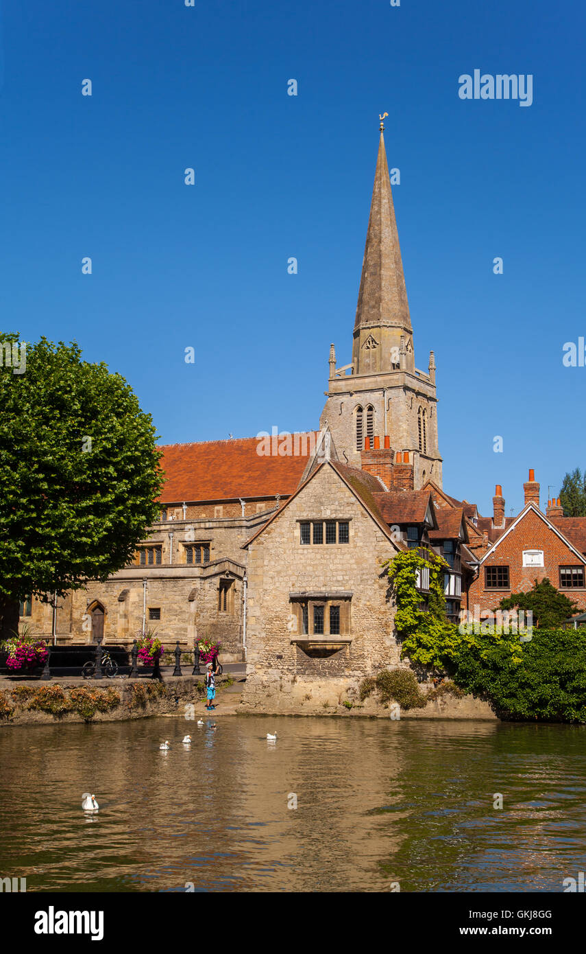 View of St Helen's church and St Helen's Wharf from the river Thames ...