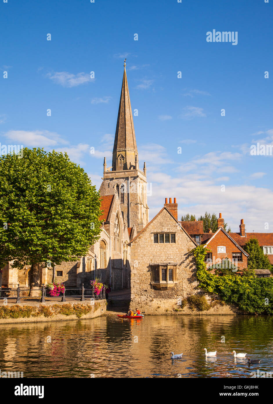View of St Helen's church and St Helen's Wharf from the river Thames ...