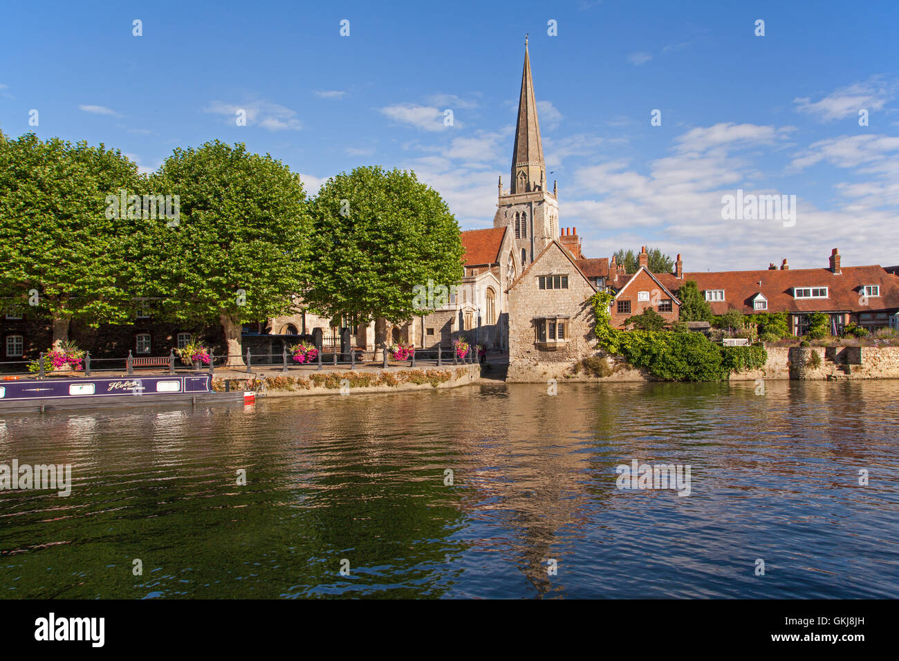 View of St Helen's church and St Helen's Wharf from the river Thames ...