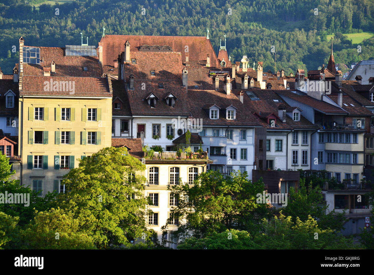 Old town buildings in Bern during sunset Stock Photo - Alamy