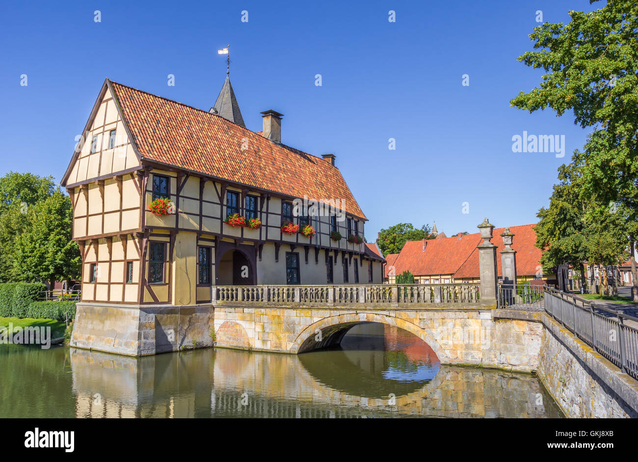 Entrance house and bridge of the Steinfurt castle Stock Photo - Alamy