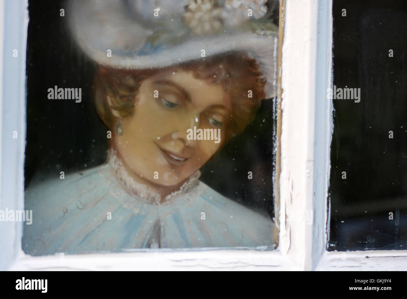 Window drawing: Portrait of a Victorian woman drawn on a window Stock ...