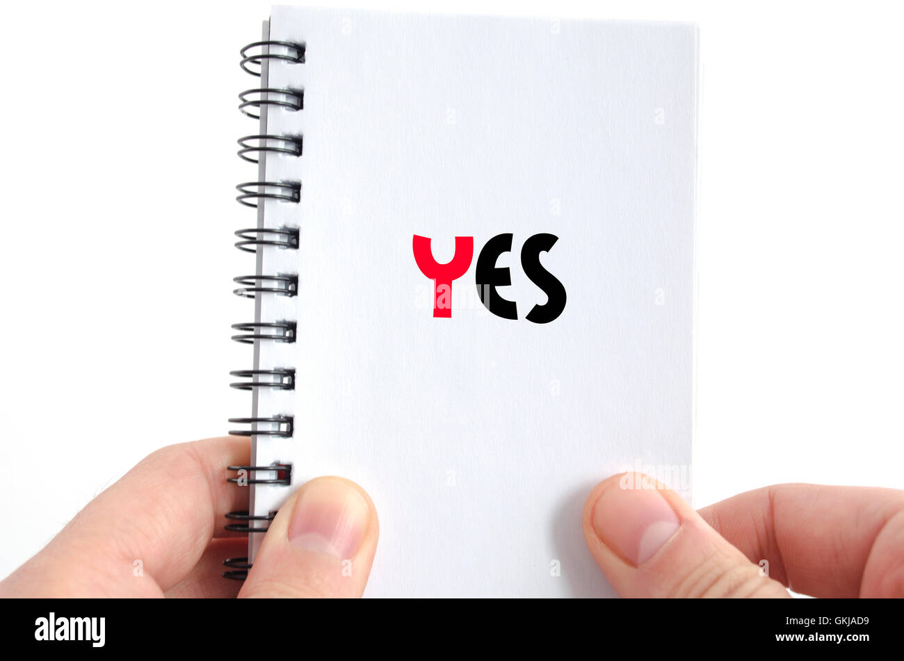 Yes text concept isolated over white background Stock Photo - Alamy