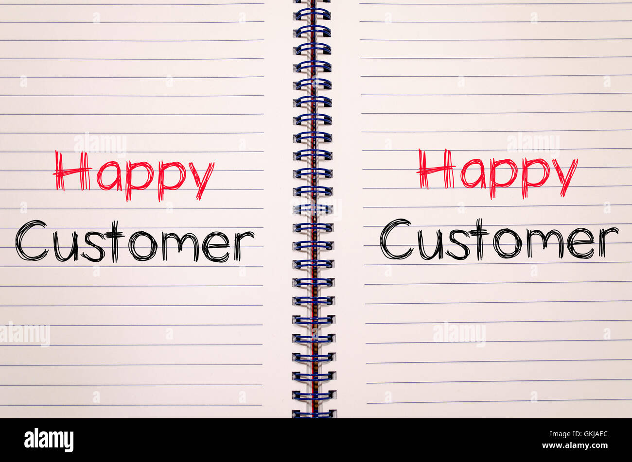 Happy customer text concept write on notebook Stock Photo - Alamy