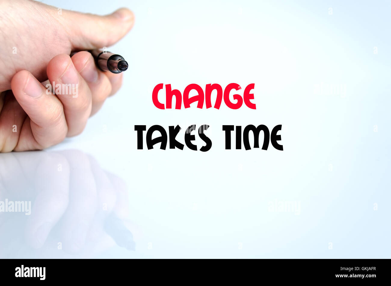 Change takes time text concept isolated over white background Stock ...