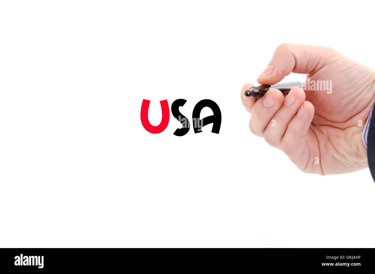 Usa text concept isolated over white background Stock Photo - Alamy