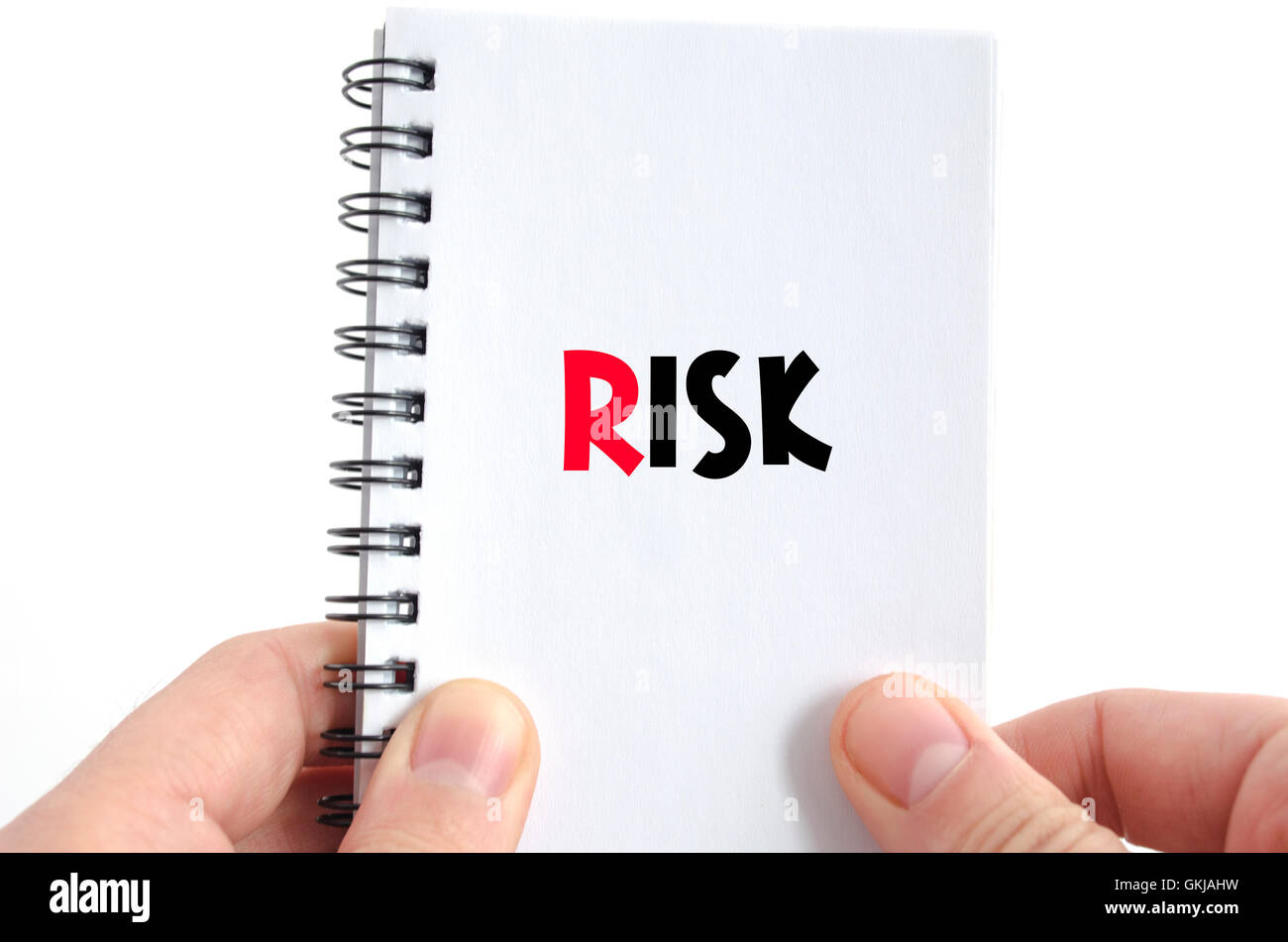 Risk text concept isolated over white background Stock Photo - Alamy