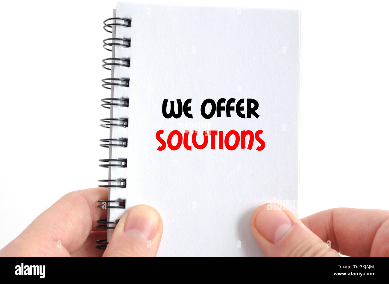 We offer solutions text concept isolated over white background Stock ...