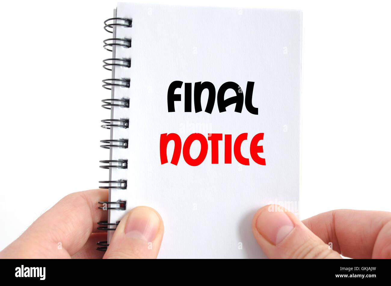 Final notice text concept isolated over white background Stock Photo ...