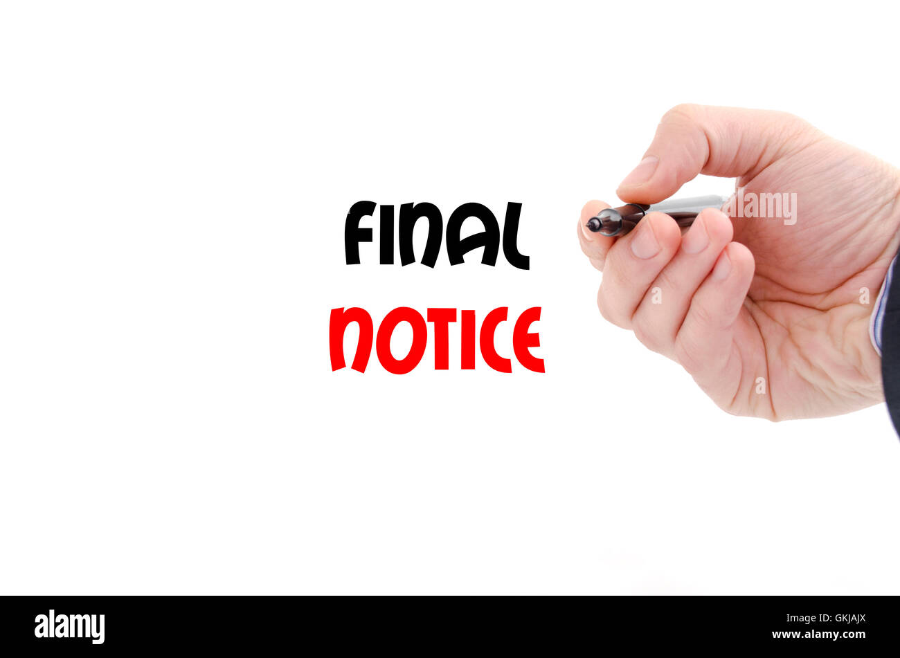 Final notice text concept isolated over white background Stock Photo ...