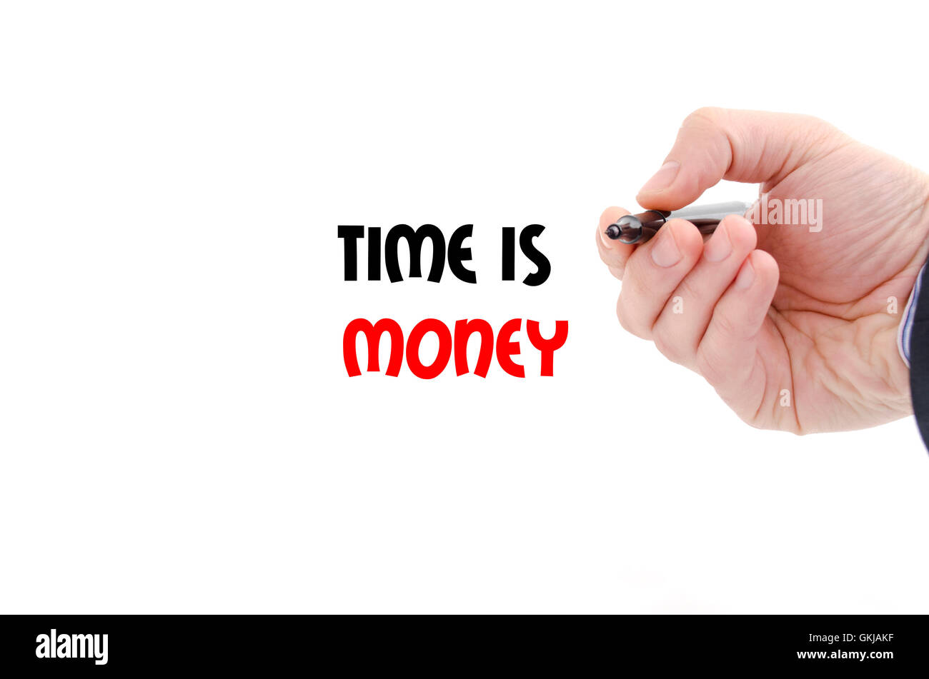 Time is money text concept isolated over white background Stock Photo ...