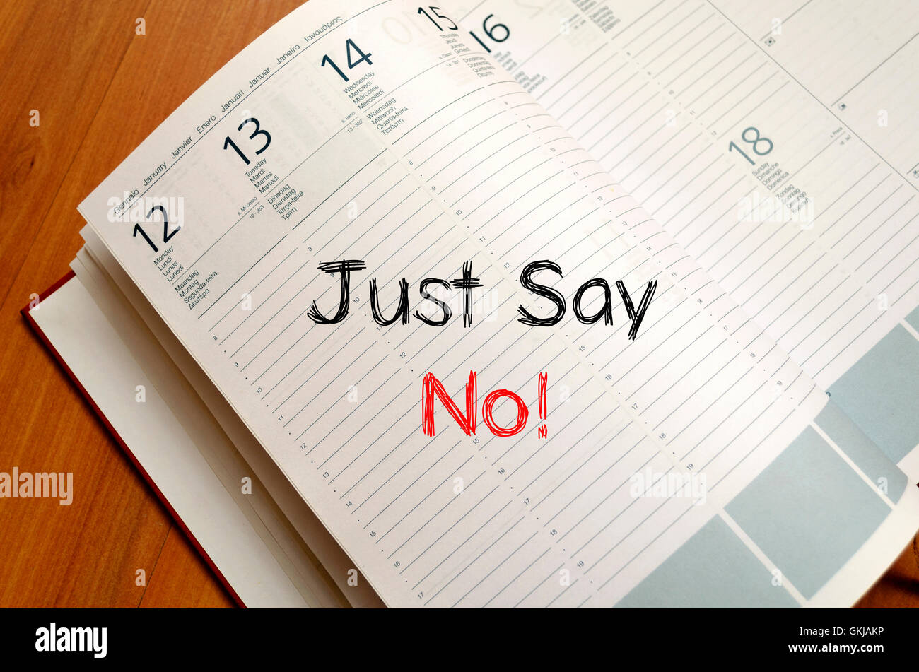 Just say no text concept write on notebook Stock Photo - Alamy