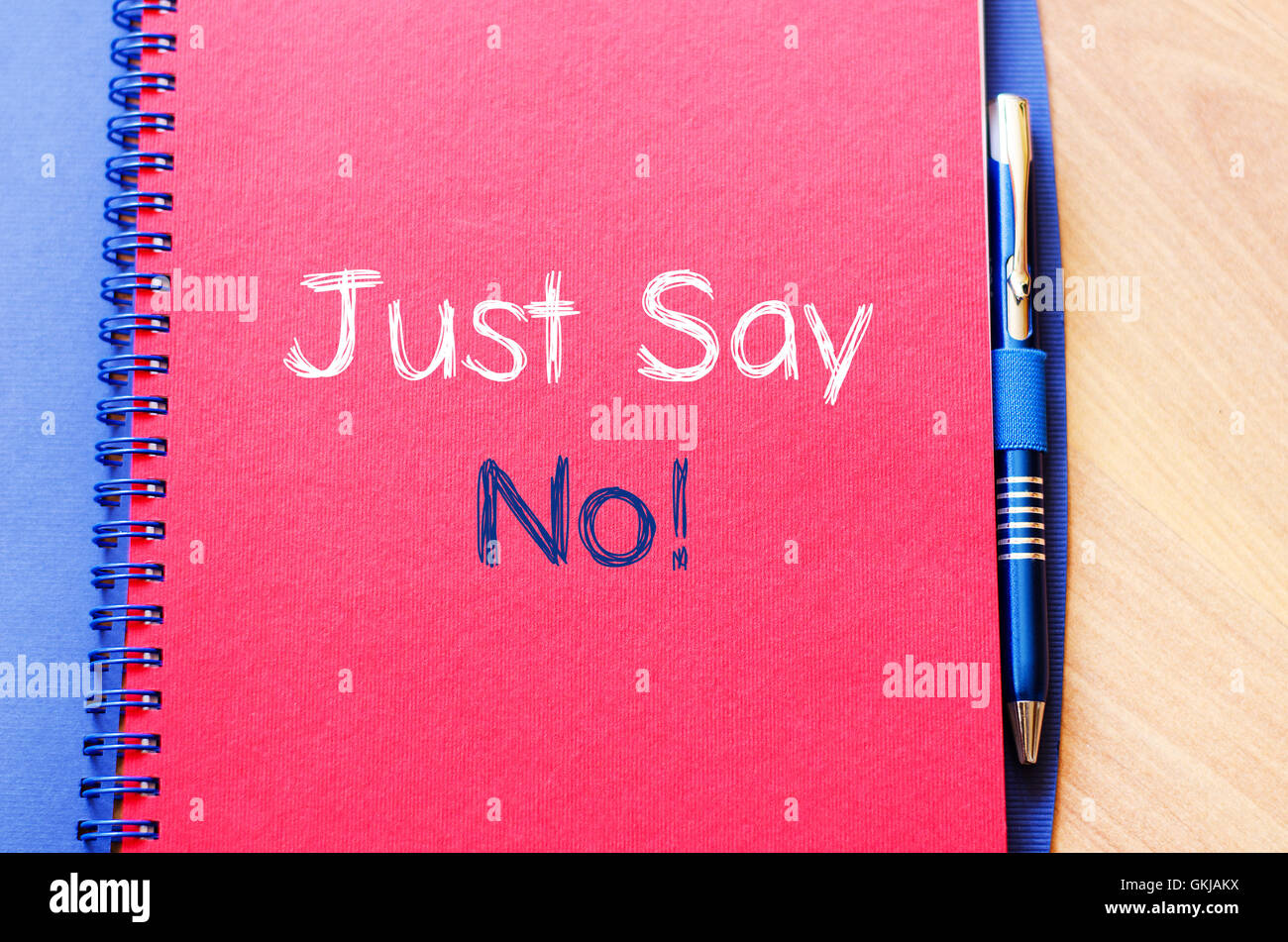 Just say no text concept write on notebook Stock Photo - Alamy