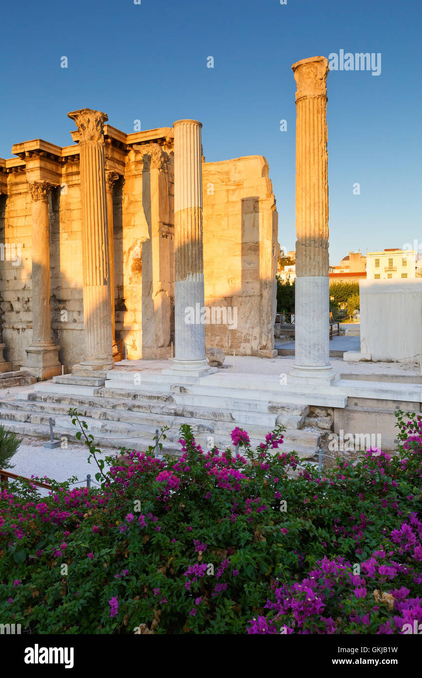 Remains of the Hadrian's Library in Plaka in Athens, Greece Stock Photo ...