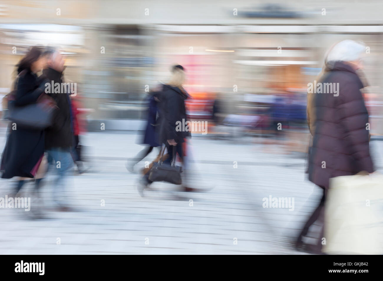 Blurred mall, people walking, zoom effect Stock Photo - Alamy