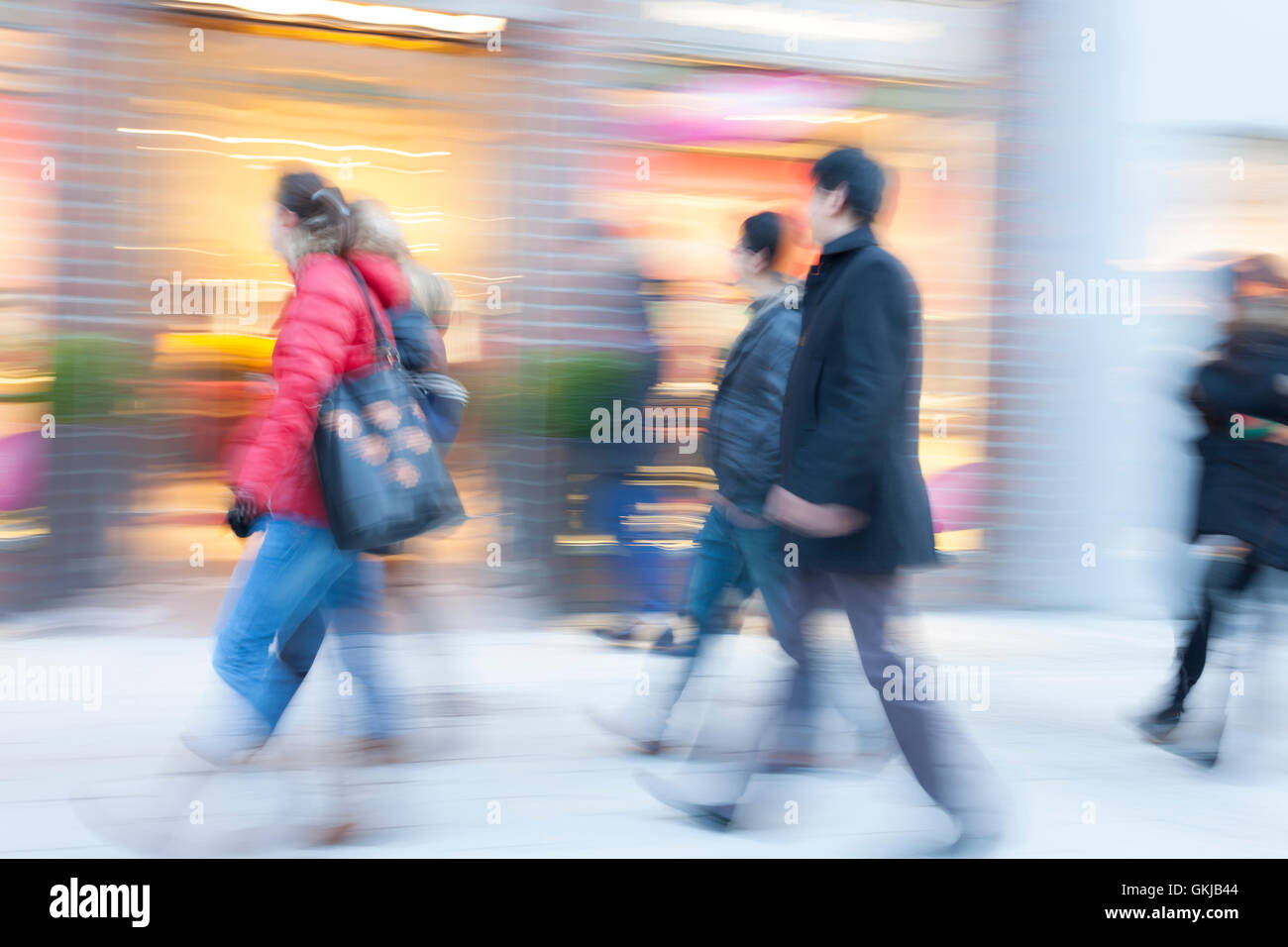 Blurred mall, people walking, zoom effect Stock Photo - Alamy
