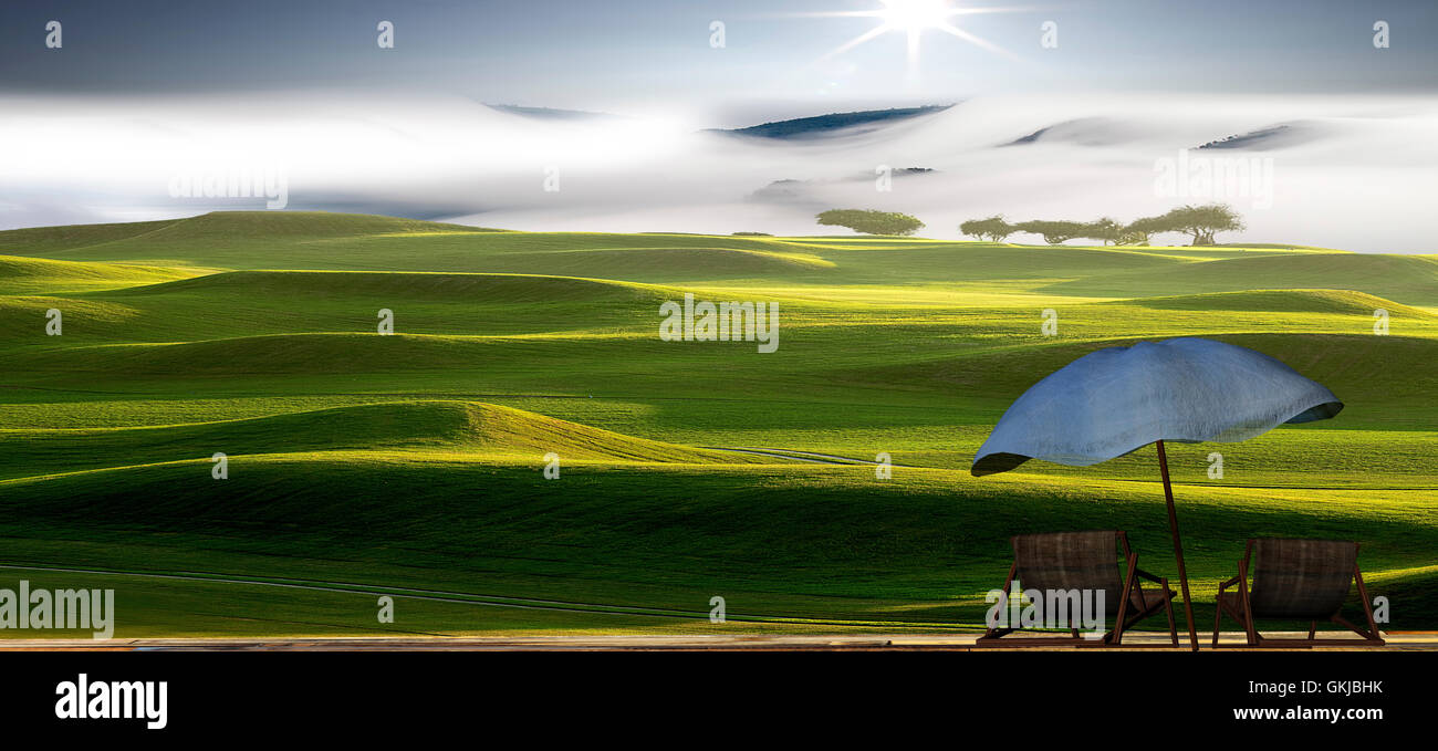 The 3d rendering beautiful landscape with nice color and clouds Stock ...