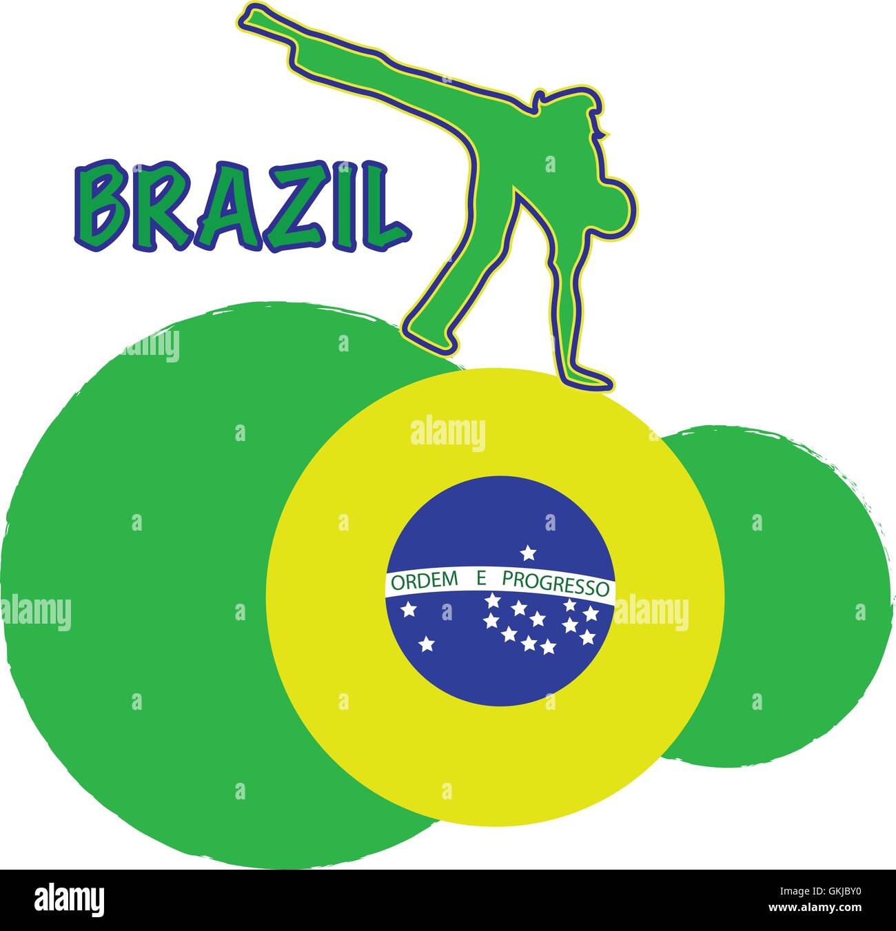 Brazil flag design with a man silhouette doing capoeira for printing ...
