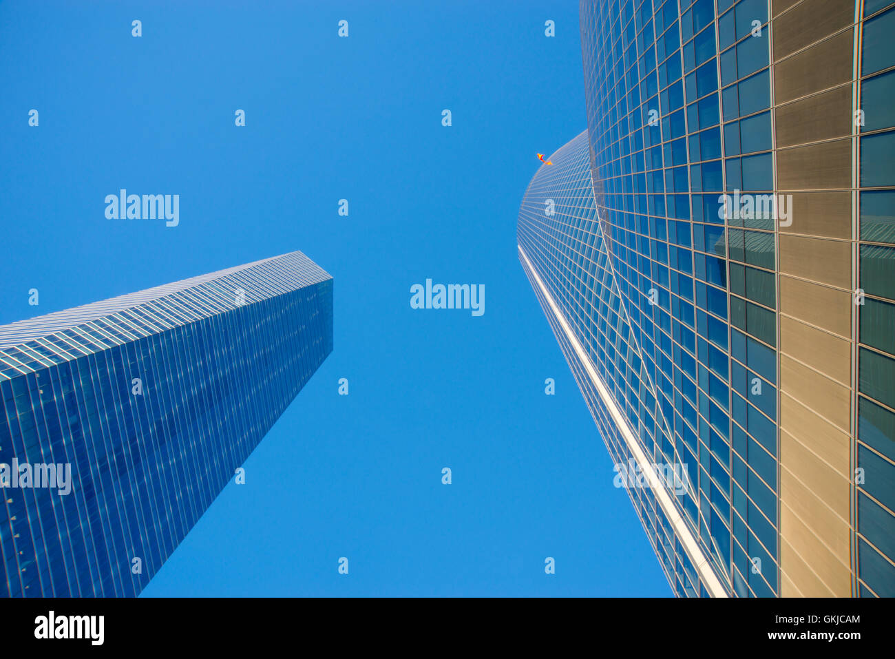 Espacio Tower and Cristal Tower, view from below. CTBA, Madrid, Spain ...
