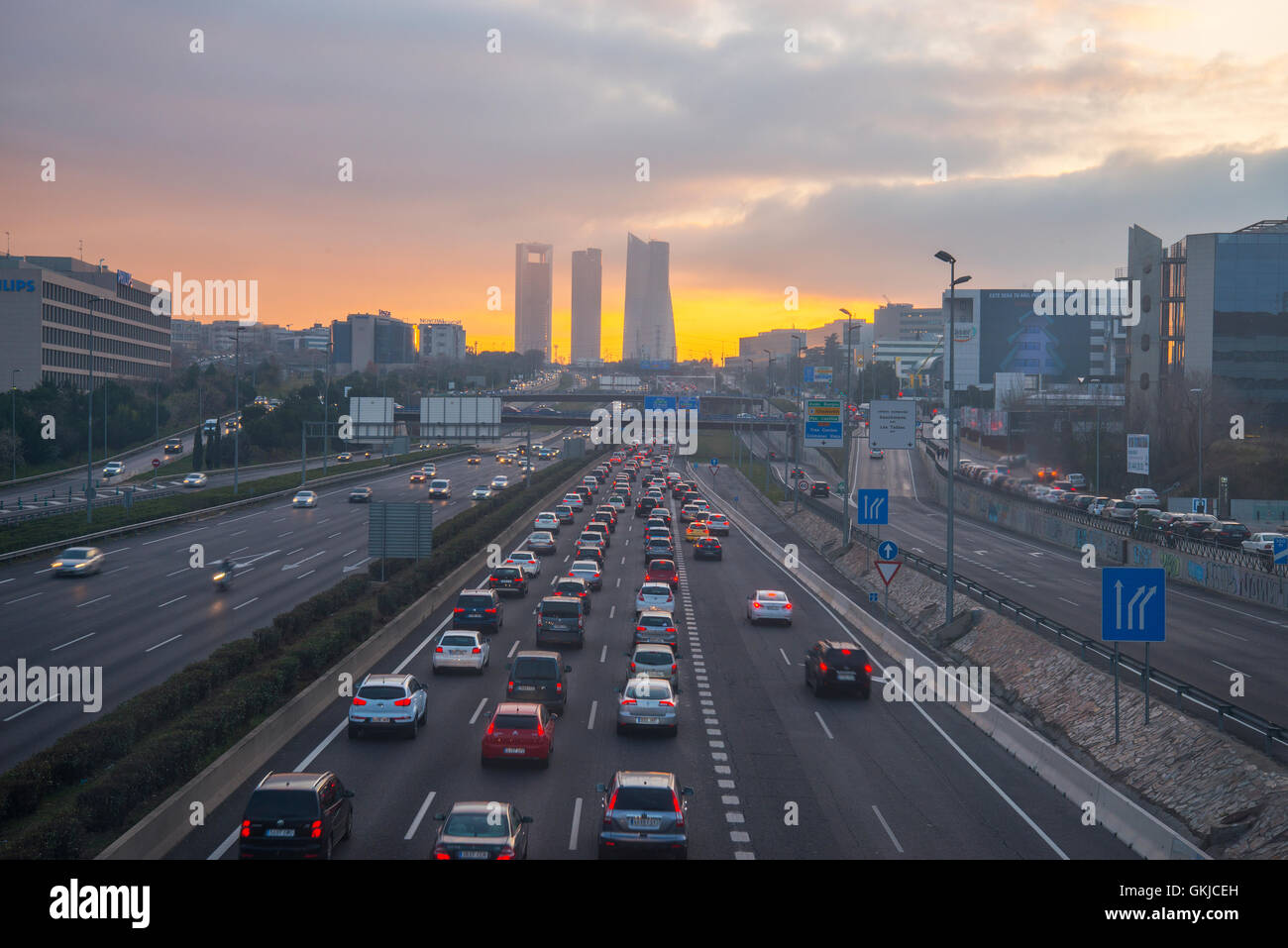 Traffic jam in a 1 motorway madrid hi-res stock photography and images ...