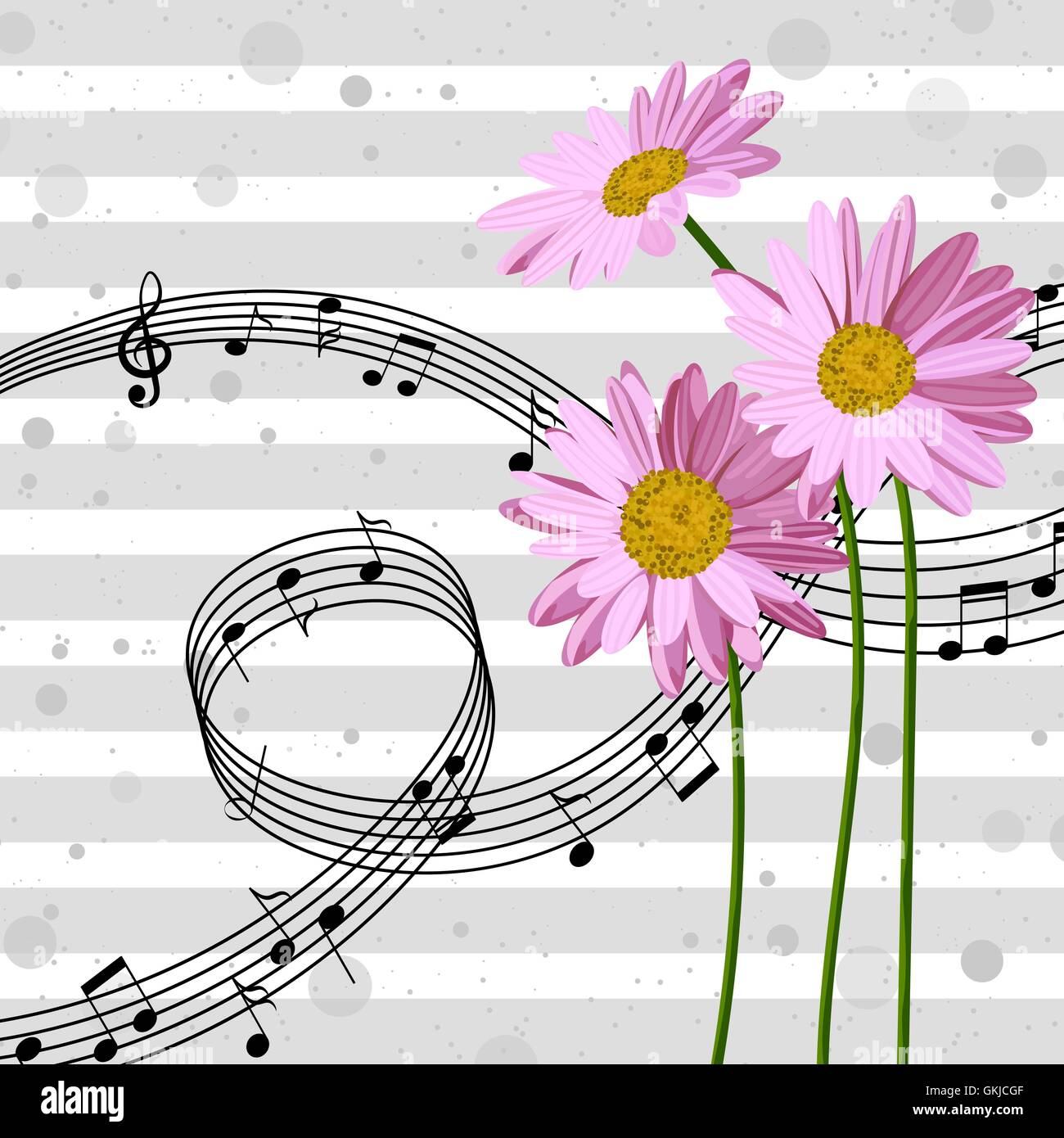 Daisies with music notes Stock Vector Image & Art - Alamy