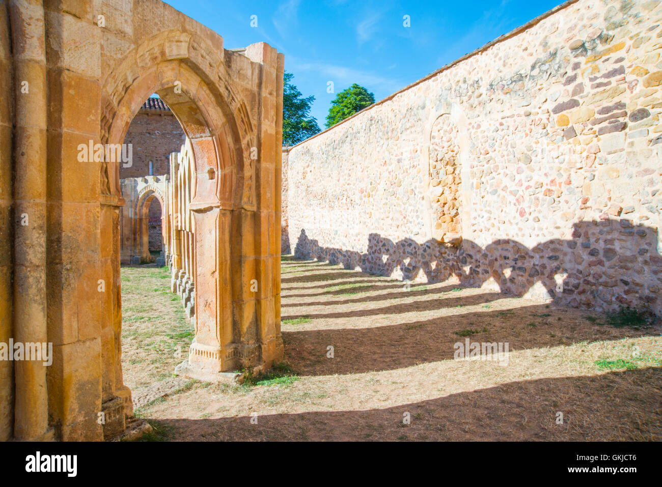 Romanesque cloister. San Juan de Duero monastery, Soria, Spain Stock ...