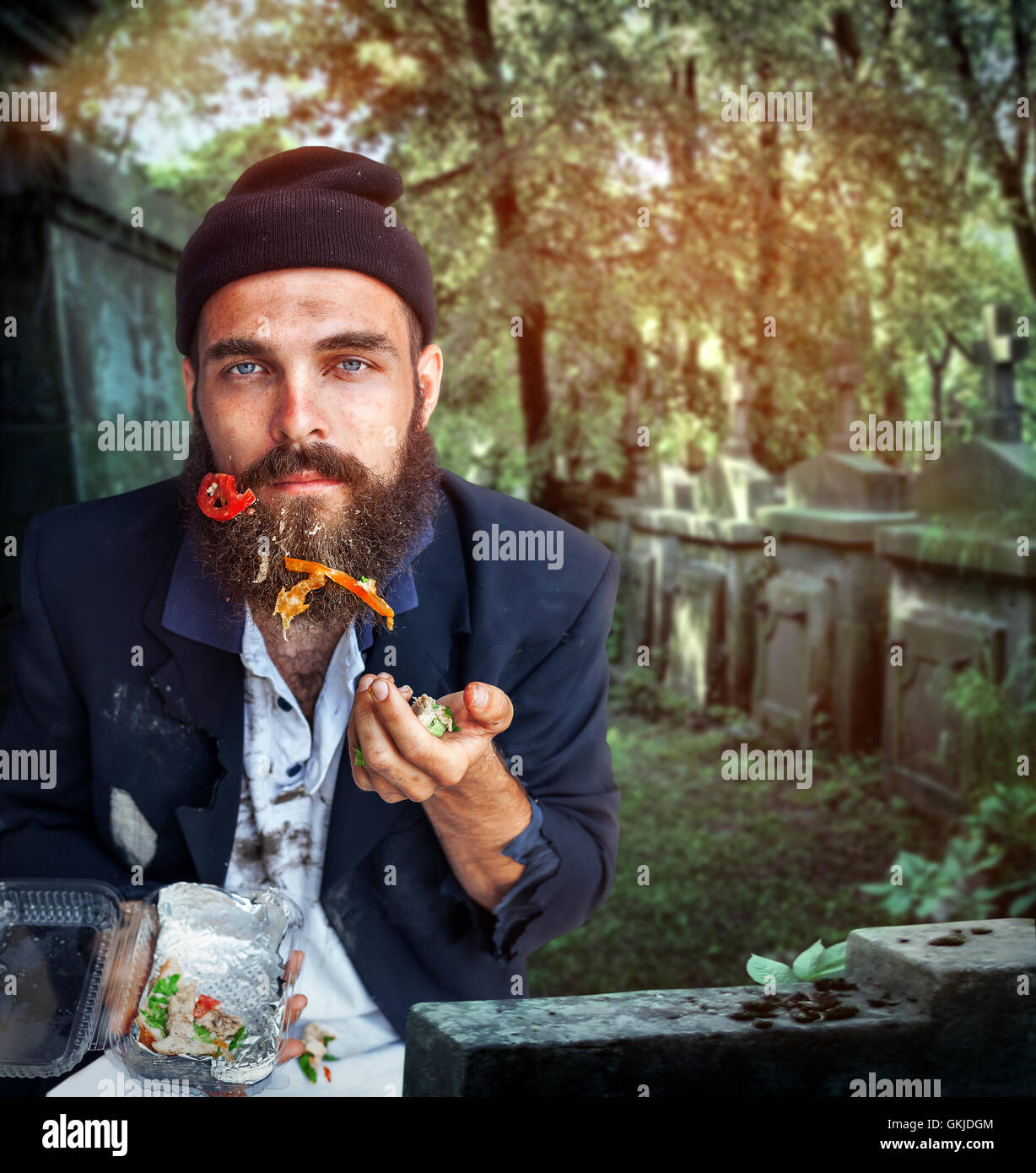 Vagrant tramp homeless man beard hi-res stock photography and images ...