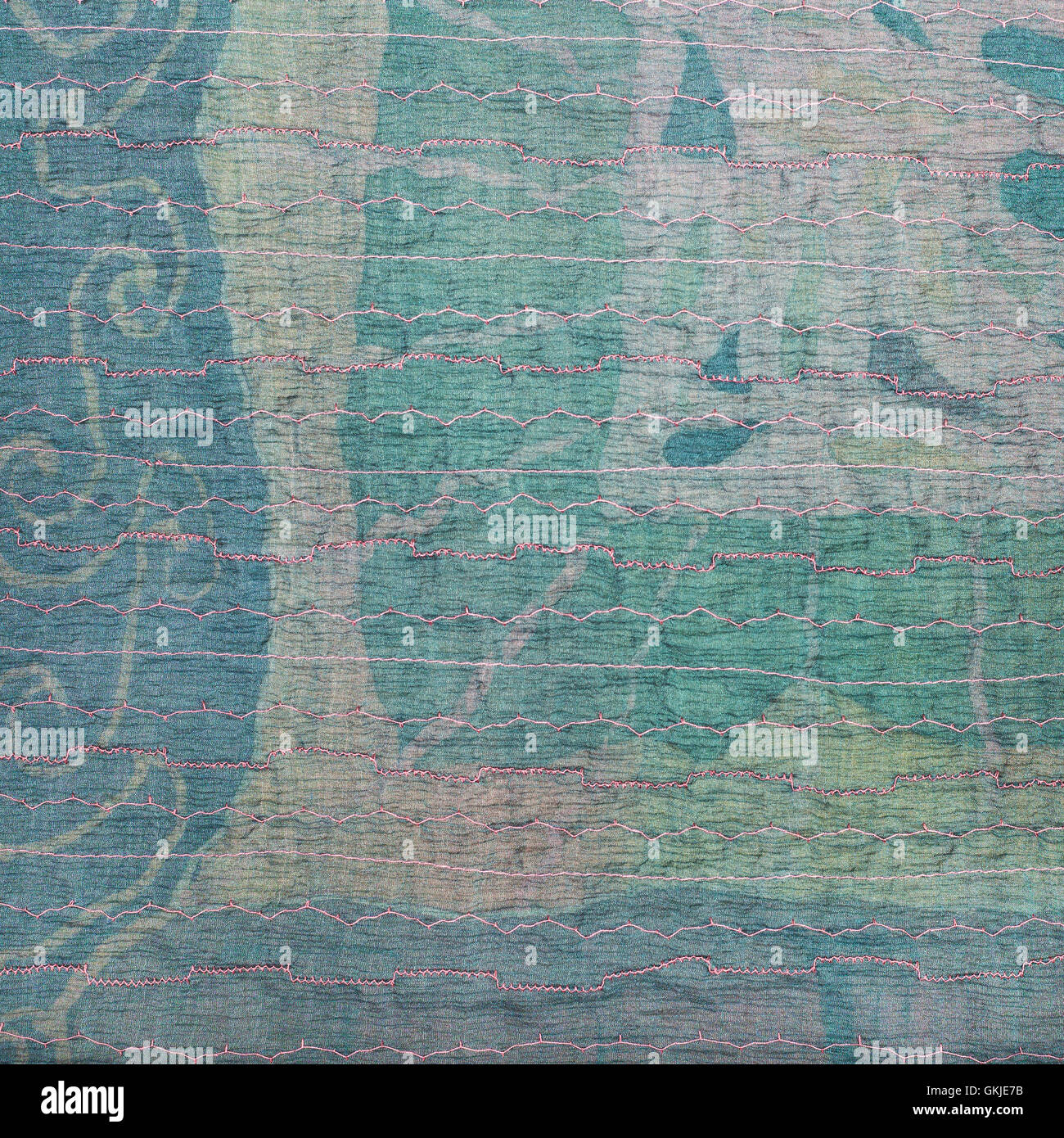 textile square background - transparent stitched clenched green silk ...