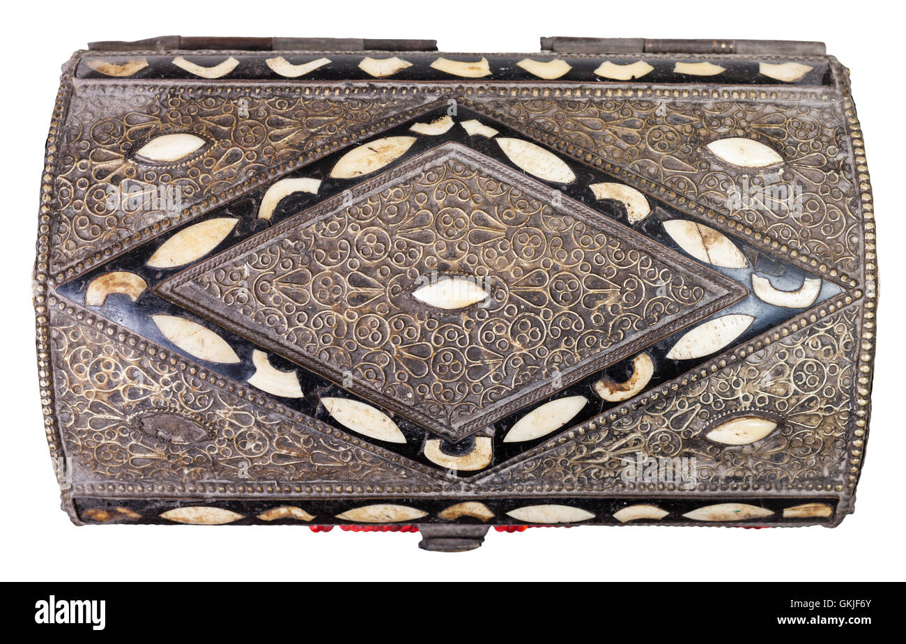 above view of traditional ancient arabic Casket decorated by ...