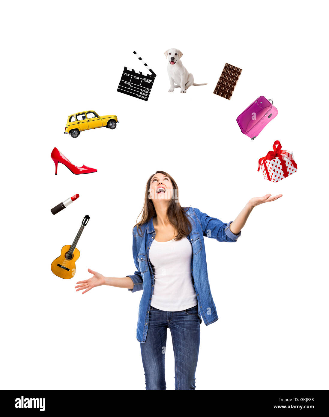 Woman catching something Stock Photo - Alamy