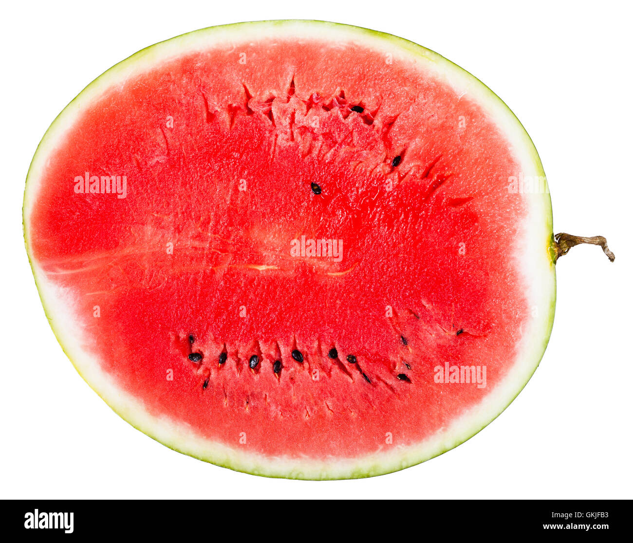 top view of cross section of ripe watermelon isolated on white ...