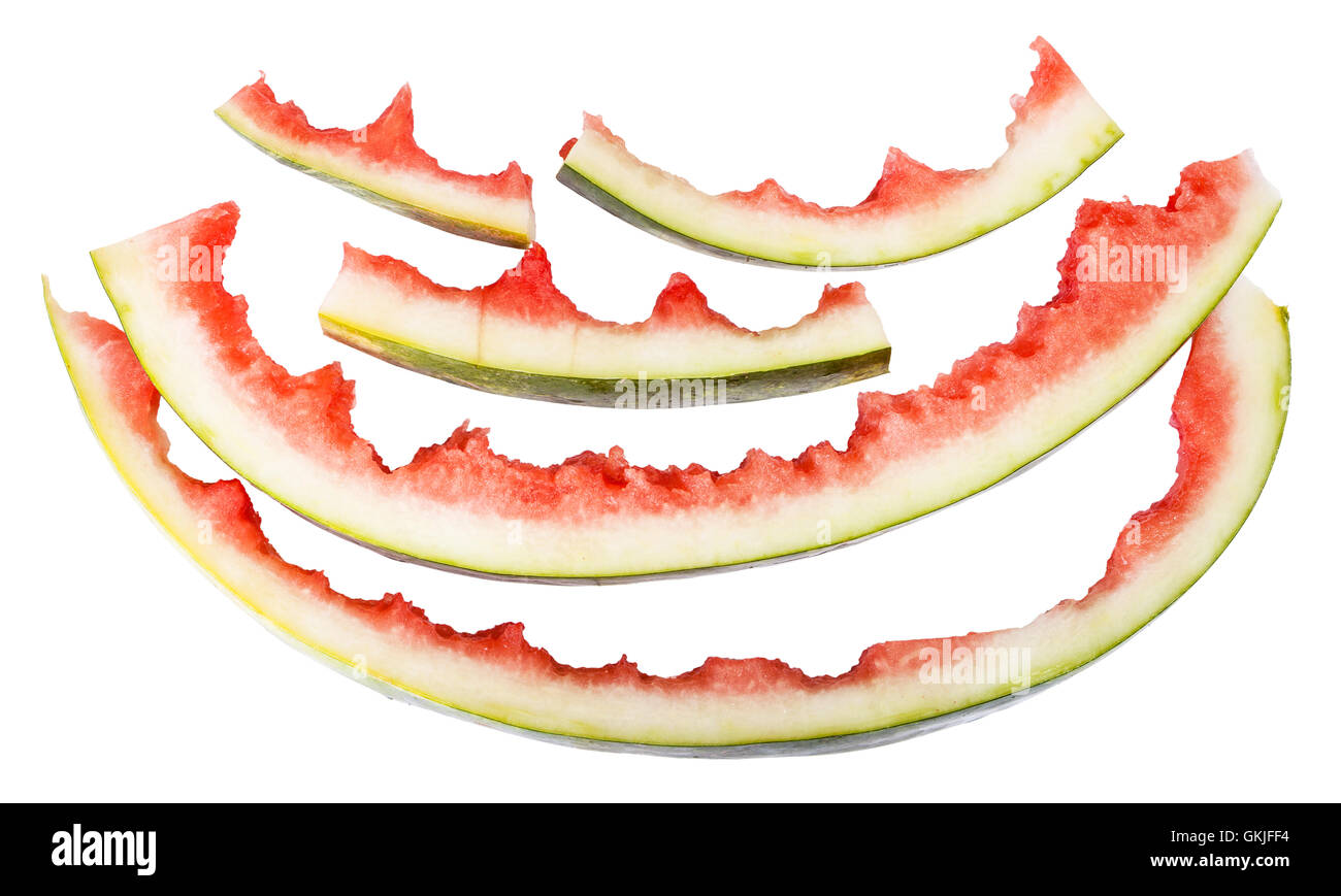 several watermelon rinds isolated on white background Stock Photo - Alamy