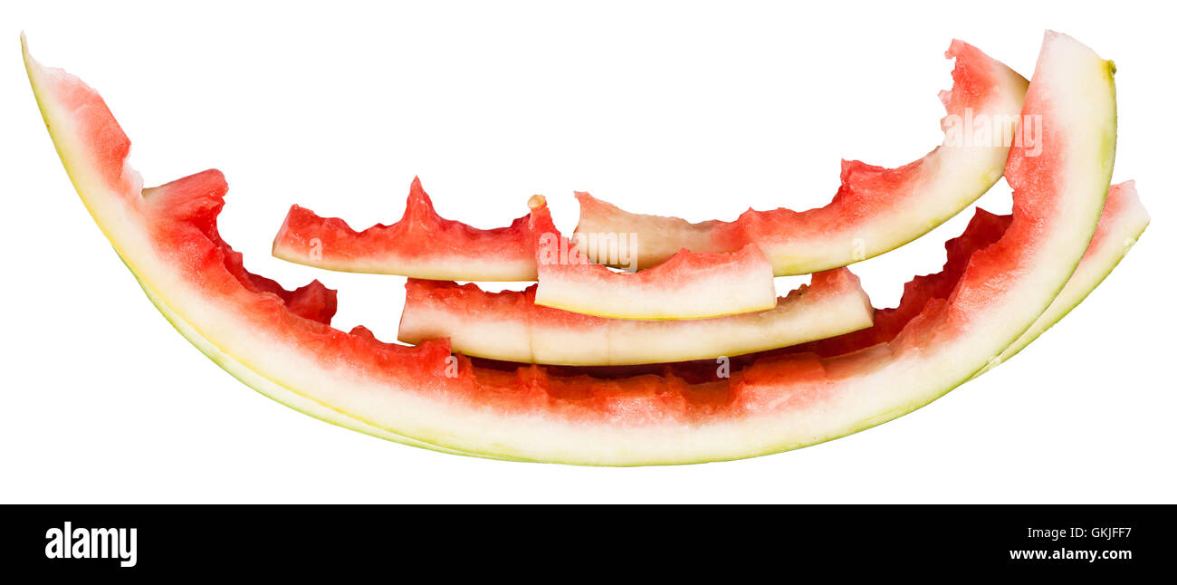 few watermelon rinds isolated on white background Stock Photo - Alamy