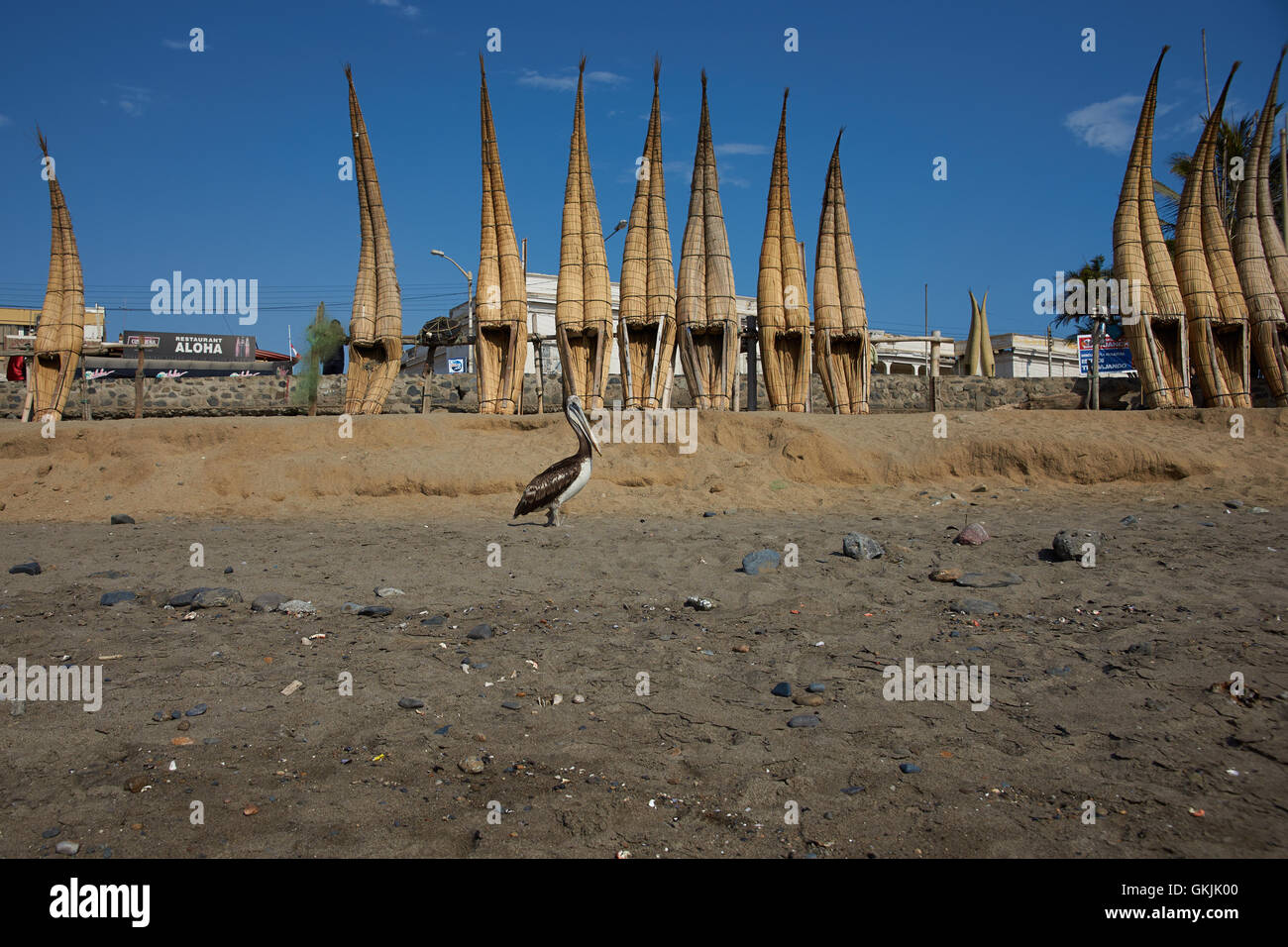 Traditional Peruvian fishing boats Stock Photo - Alamy