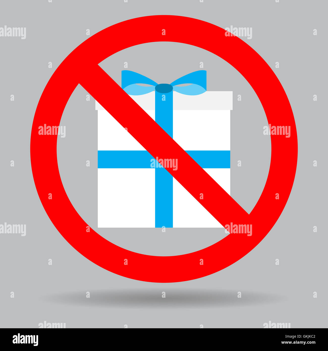 Ban gift box. Gift prohibited and surprise sign no. Vector illustration ...