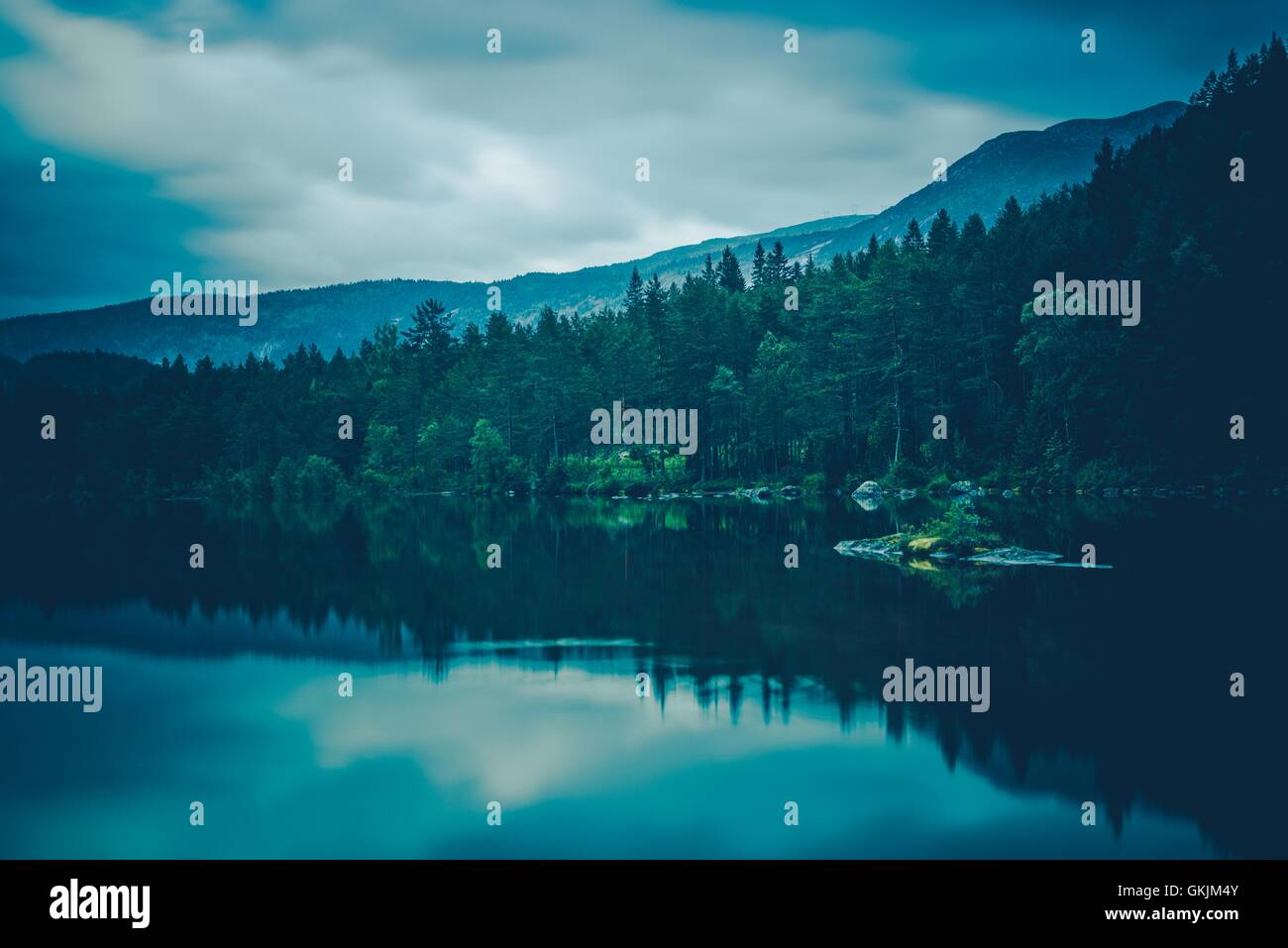 Calm Lake Scenery. Evening Water Reflections at the Scenic Lake. Nature ...