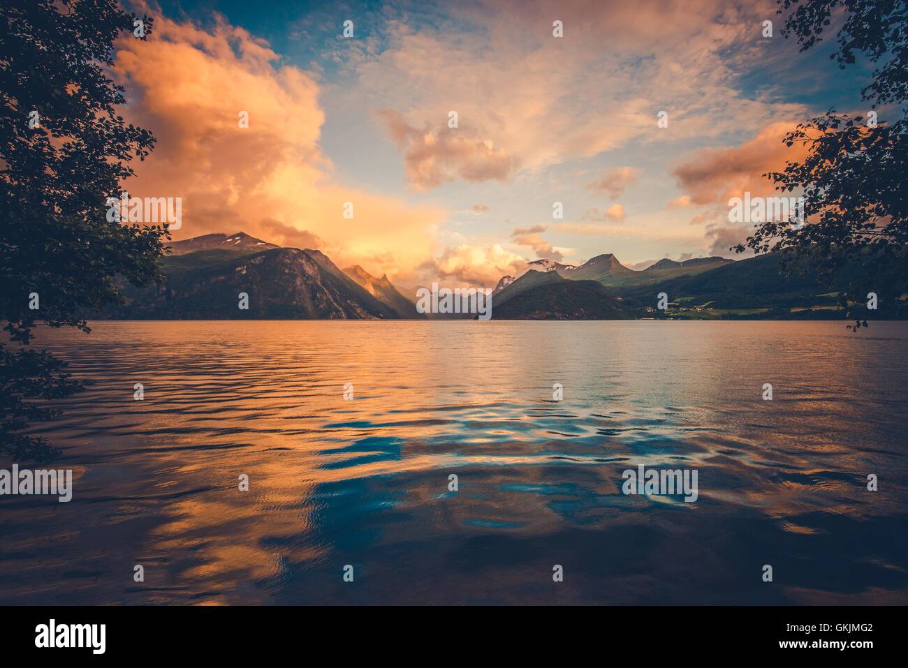 The Norwegian Fjord Sights. Scenic Scandinavian Fjords at Sunset ...