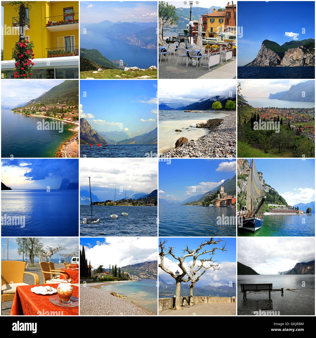 Collage of lake Garda in Italy Stock Photo - Alamy
