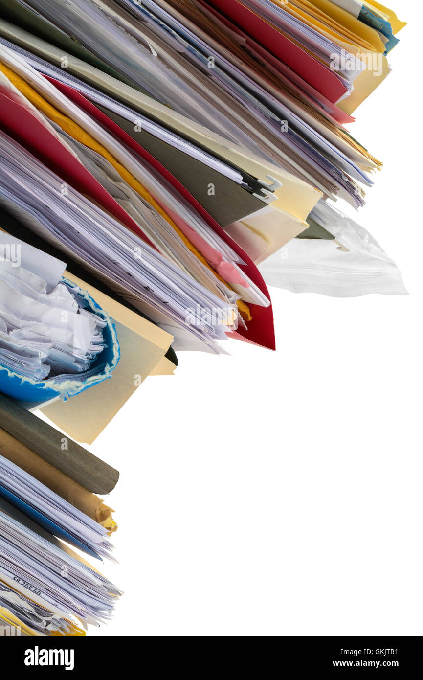 Stack of Leaning Files Isolated on White Background Stock Photo - Alamy